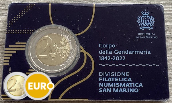 2 euros Saint-Marin 2022 Saint Marin BU FDC Coincard Gendarmerie | LaMonnaieDeLaPiece.com