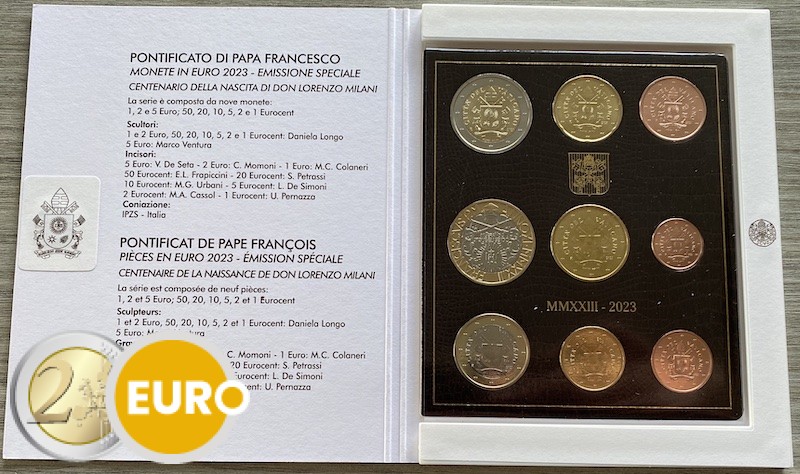 Série euro BU FDC Vatican 2023 1 cent à 2 euros + 5 euros Don Lorenzo Milani ...